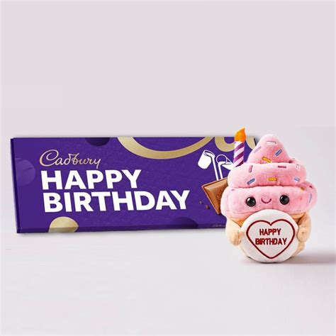 Happy Birthday Cupcake Soft Toy And Happy Birthday Chocolate Dairy Milk
