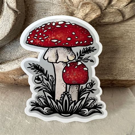Amanita Muscaria Mushroom Nature Sticker Etsy