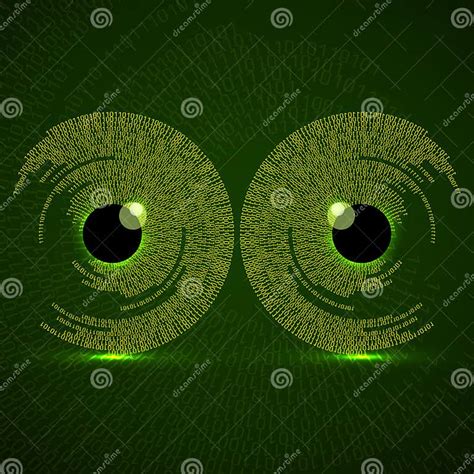 Two Digital Eye With Binary Code Technology Oncept Stock Vector
