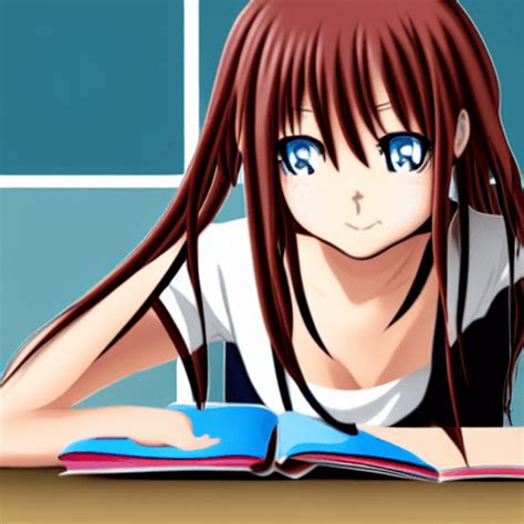 Anime Girl Studying · Creative Fabrica