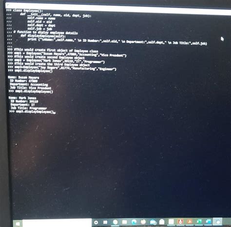 solved write a class named employee that holds the following