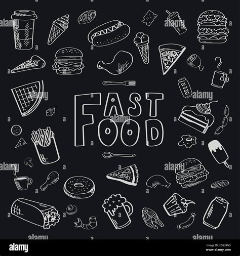 Fast Food Black Background Vector Fast Food Stock Vector Image And Art