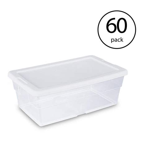 Sterilite 6 Qt Clear Stacking Closet Storage Bin Container With Lid