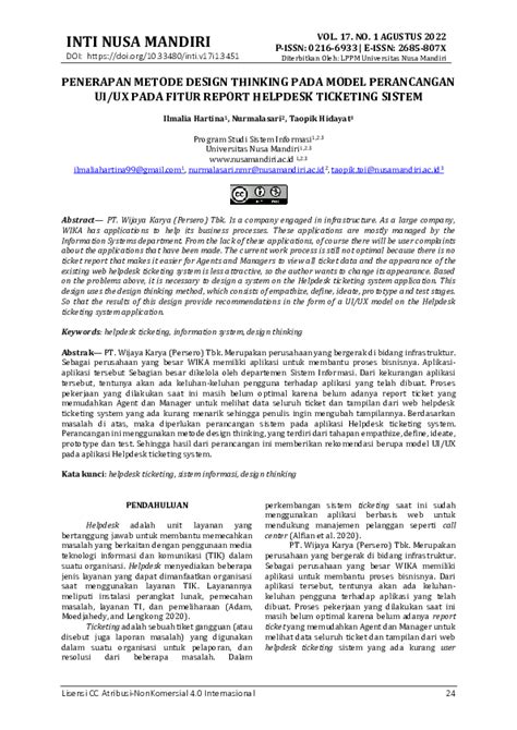 Pdf Penerapan Metode Design Thinking Pada Model Perancangan Ui Ux Pada Fitur Report Helpdesk