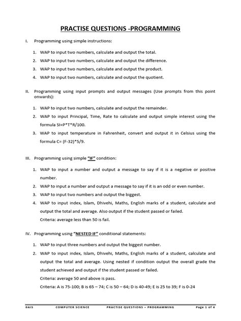 Grade 9 Notes Printed 19 2010 Algorithms Practise Questions Grade 9 Notes Printed 19 2010 Algorithms Practise Questions