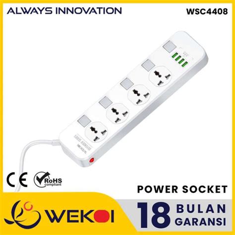 Jual [ 1 Year Warranty ] Stop Kontak Power Strip 4 Socket 4 Port Usb Di Seller Shin Store