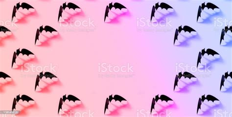 추세 그라데이션 배경에 그림자가 떨어지는 검은 종이 박쥐 패턴입니다 할로윈 장식 배너입니다 할로윈 개념입니다 플랫 레이 상단 보기 복사 공간 가을에 대한 스톡 사진 및 기타