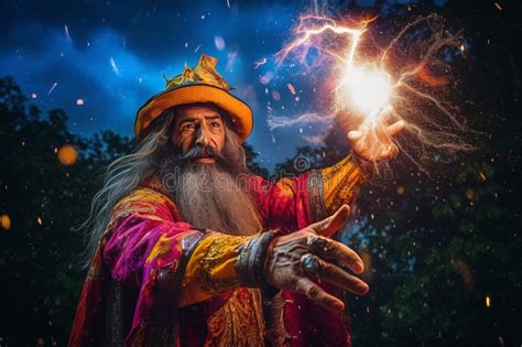 Wizzard Doing Magic Illustration Of A Wizard Immersed In The Act Of Casting A Spell Ai