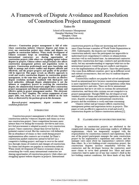 Disp Resolution Framework China Pdf