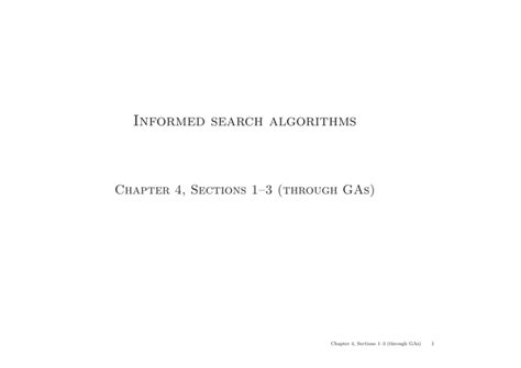informed search algorithms chapter 4 sections 1 3 through gas 1