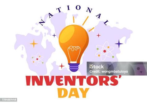 2월 11일에 전국 발명가의 날 벡터 일러스트 레이 션 천재 혁신의 축하 플랫 만화 배경에서 과학의 창조자를 기리기 위해 개발에 대한 스톡 벡터 아트 및 기타 이미지