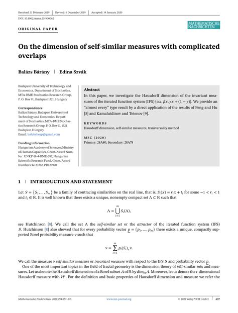 On The Dimension Of Self‐similar Measures With Complicated Overlaps Request Pdf