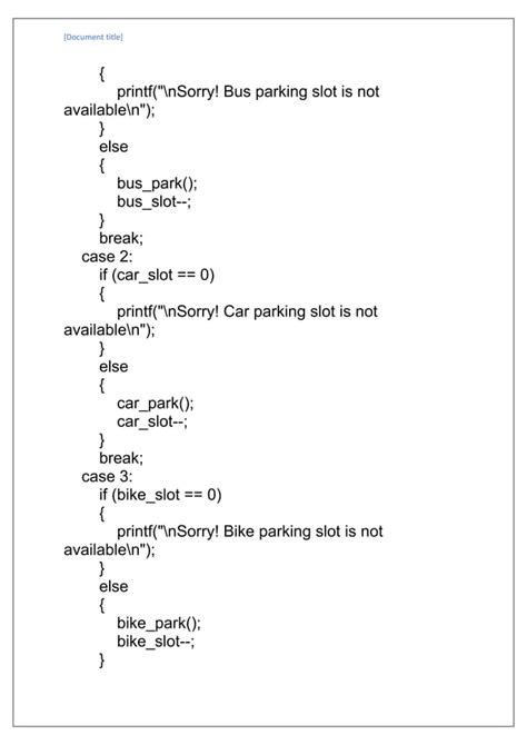 Parking System Management In C Programing Language Project Pdf
