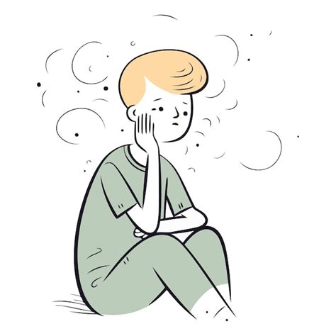 Печальный молодой человек сидит на полу и плачет Премиум векторы