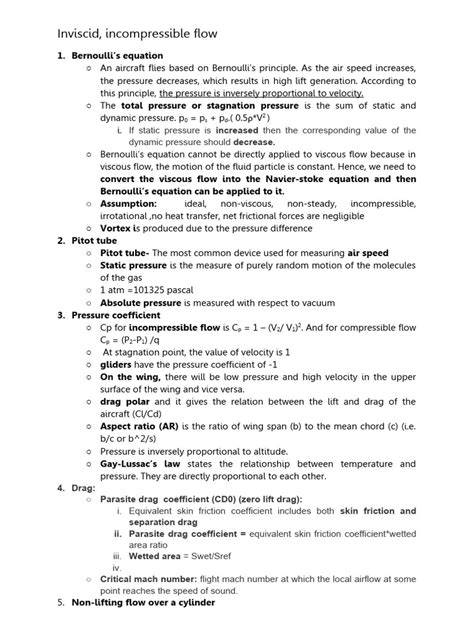 Inviscid Incompressible Flow 1 Pdf Lift Force Drag Physics