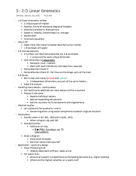 2 d linear kinematics 1 d linear kinematics review 2 unique types of