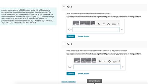 Solved Part Aa Series Combination Of A 300Ω ﻿resistor And A