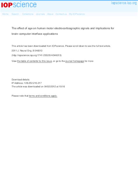 Pdf The Effect Of Age On Human Motor Electrocorticographic Signals