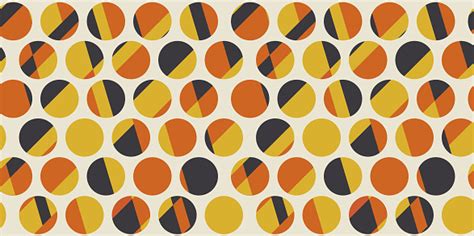 색상 점입니다 레트로 60에 기하학적 원형 원활한 패턴 벡터 일러스트 레이 션 스타일 빈티지 1970 카펫 종이 직물 배경 포장에 대 한 뜨거운 오렌지와 노란색 색상에서