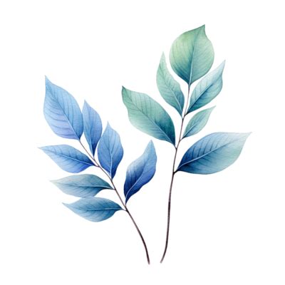 Blue Watercolor Leaves Pngs For Free Download