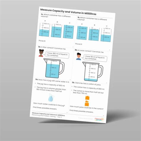 Year 2 Measure In Millilitres Reasoning And Problem Solving 2 Resource Classroom Secrets