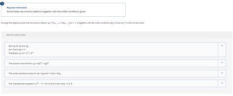 solved solve these recurrence relations together with the