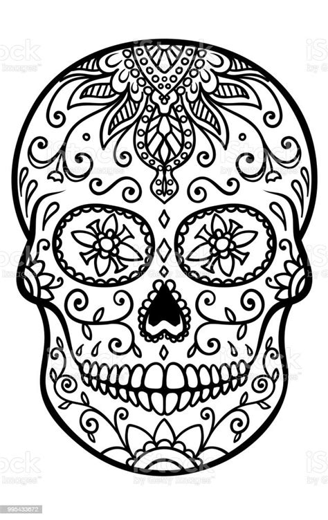 설탕 해골 흰색 배경에 고립입니다 죽음의 날입니다 디 아 드 로스 안 돼 포스터 카드 배너 인쇄 디자인 요소입니다 Carnival에 대한 스톡 벡터 아트 및 기타 이미지