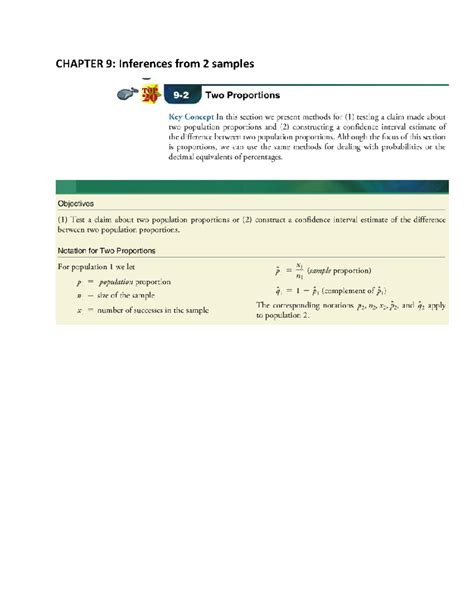 Chapter 9 Two Samples On Statistics And Estimation Of A Mean And Varience Chapter 9