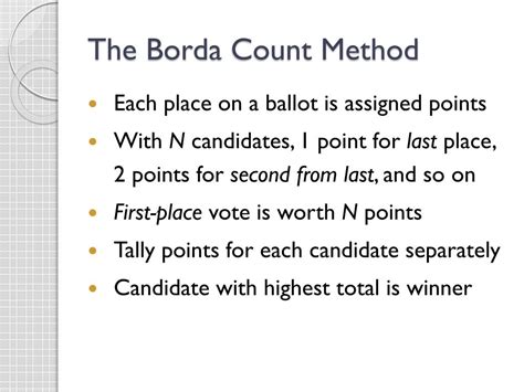 PPT The Plurality Method The Borda Count Method PowerPoint Presentation ID 2740336