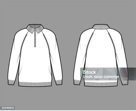 헨리 넥 칼라 긴 라글란 슬리브 힙 길이 니트 리브 트리밍이 돋보입니다 0명에 대한 스톡 벡터 아트 및 기타 이미지 0명 가을 공란 Istock