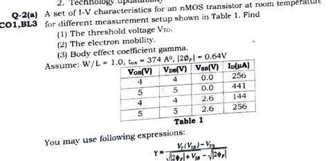 Solved 2 2 A A Set Of I V Characteristics For An Nmos