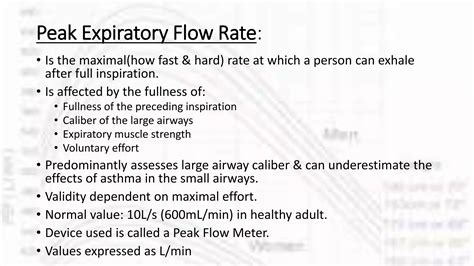 Spirometry Vs Peak Expiratory Flow Rate Pptx