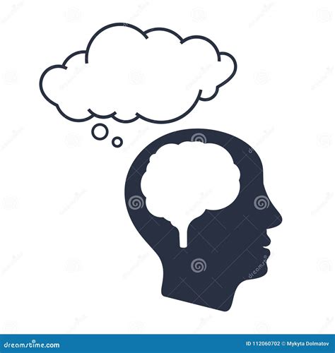 Human Brain And Thought Bubble Vector Poster Isolated On White