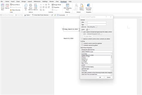 Date Picker Content Control Format Options Microsoft Qanda