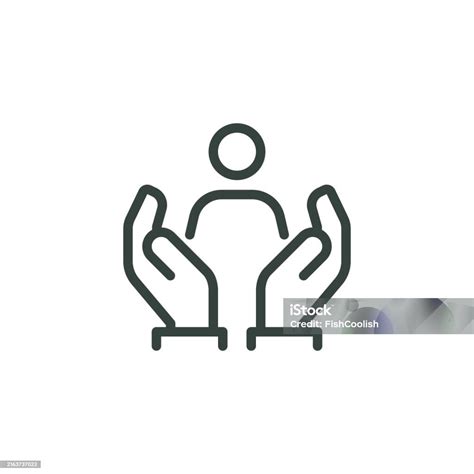 Ilustración De Icono De Contorno Delgado Dos Manos Sosteniendo Figura