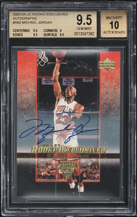 2003 Upper Deck Rookie Exclusives Michael Jordan Auto A60 Bgs 95 Gem