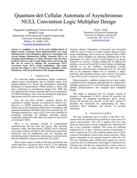 Pdf Quantum Dot Cellular Automaton Of Asynchronous Null Convention