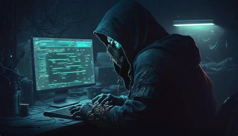 premium ai image hacker character in cyberpunk world futuristic technology intricate computers
