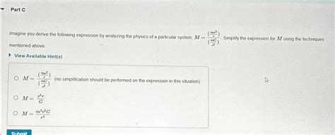 Solved Part CImagine You Derive The Following Expression By Chegg