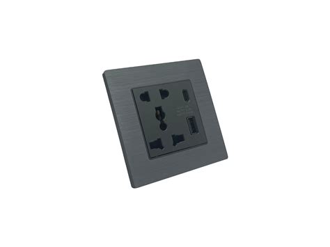 Aluminum Panel 2 Port USB 2 Pin And 3 Pin Universal Wall Socket Power Socket China Socket And