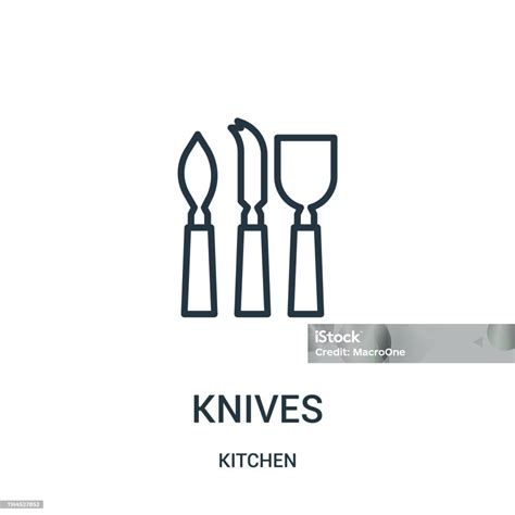부엌 컬렉션에서 칼 아이콘 벡터입니다 얇은 선 나이프 개요 아이콘 벡터 일러스트 레이 션입니다 디자인에 대한 스톡 벡터 아트 및