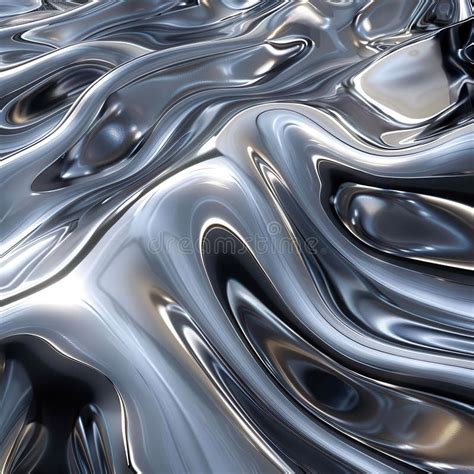 Abstract Liquid Metal With Flowing Shapes And Reflective Surfaces Dynamic And Captivating Stock