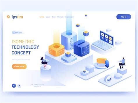 Premium Vector Vector Landing Page Of Isometric Technology Concept Programmer Team Works In