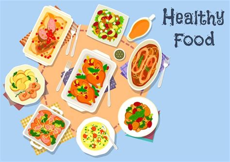 저녁 식사 아이콘 고기와 야채 요리 프리미엄 벡터