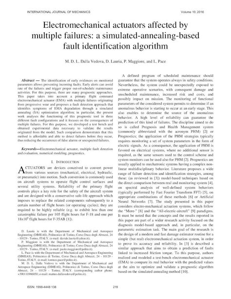PDF Electromechanical Actuators Affected By Multiple Failures A Realized And Modeled A