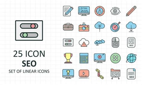 Seo Set Of Linear Icon Collection Vector Free Download