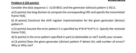 solved problem 6 20 points consider the data sequence