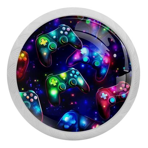 Game Controller Pattern 4pcs Cabinet Knobs Pulls Fluorescent Drawer
