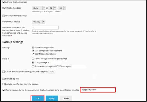 Setting Up Scheduled Plesk Backups Through Backup Manager Diadem Technologies Support