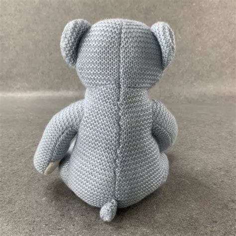 Wilberry Knitted Wool Medium Blue Sitting Teddy Bear Soft Plush